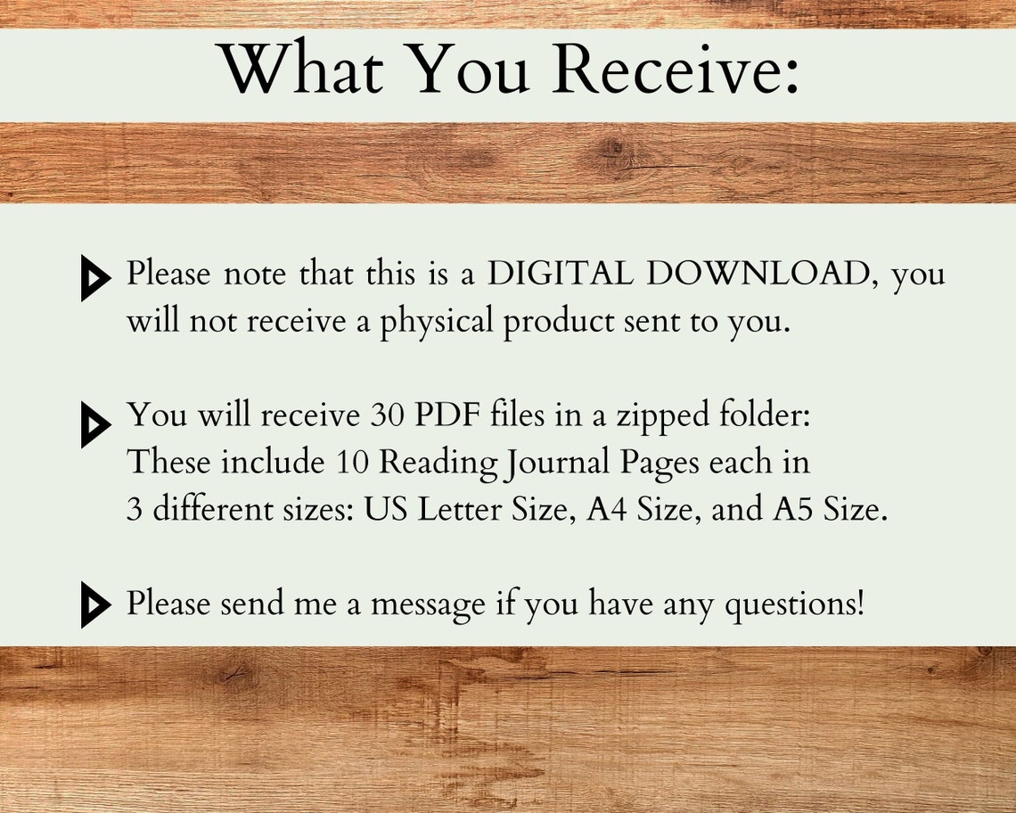 Reading Log and Journal, Downloadable and Printable Digital Reading ...