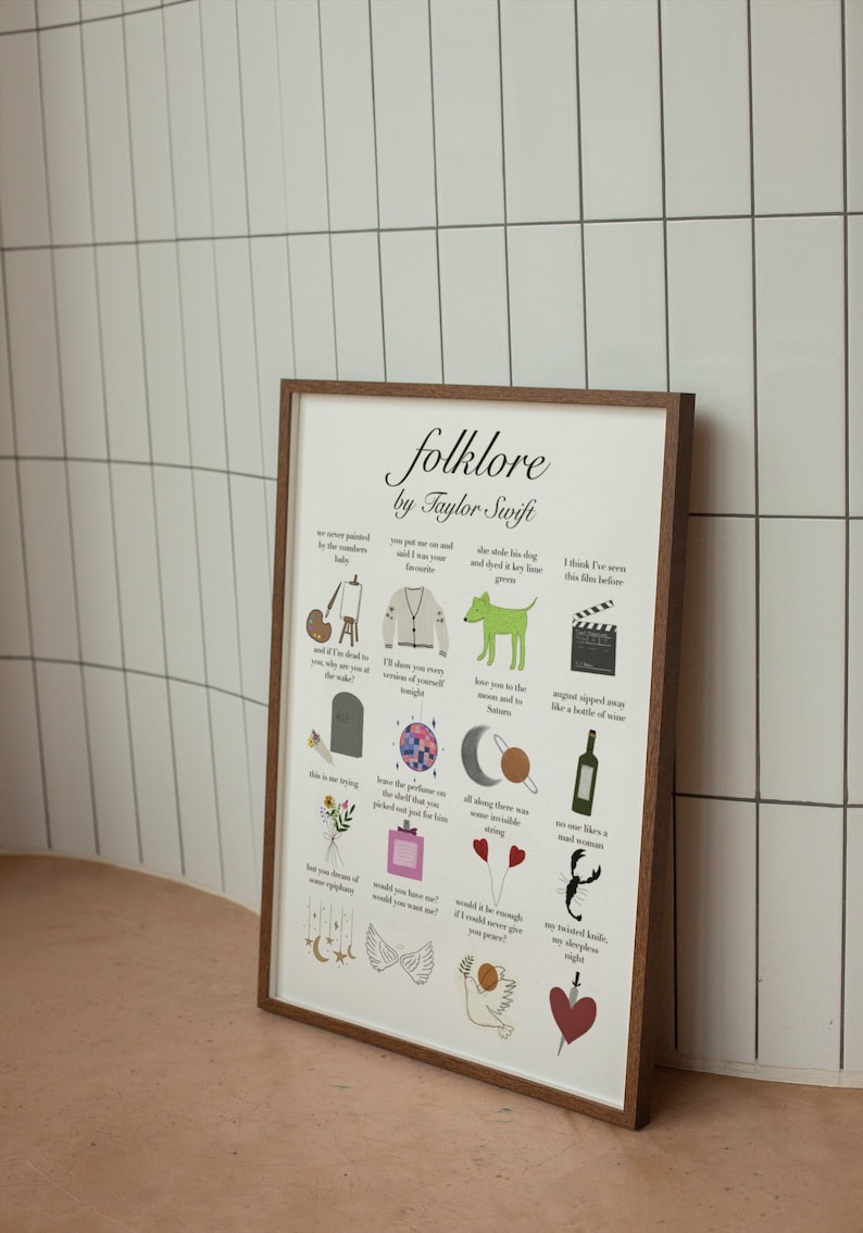 Folklore Tracklist, Taylor Swift Inspired Poster, Digital Print ...
