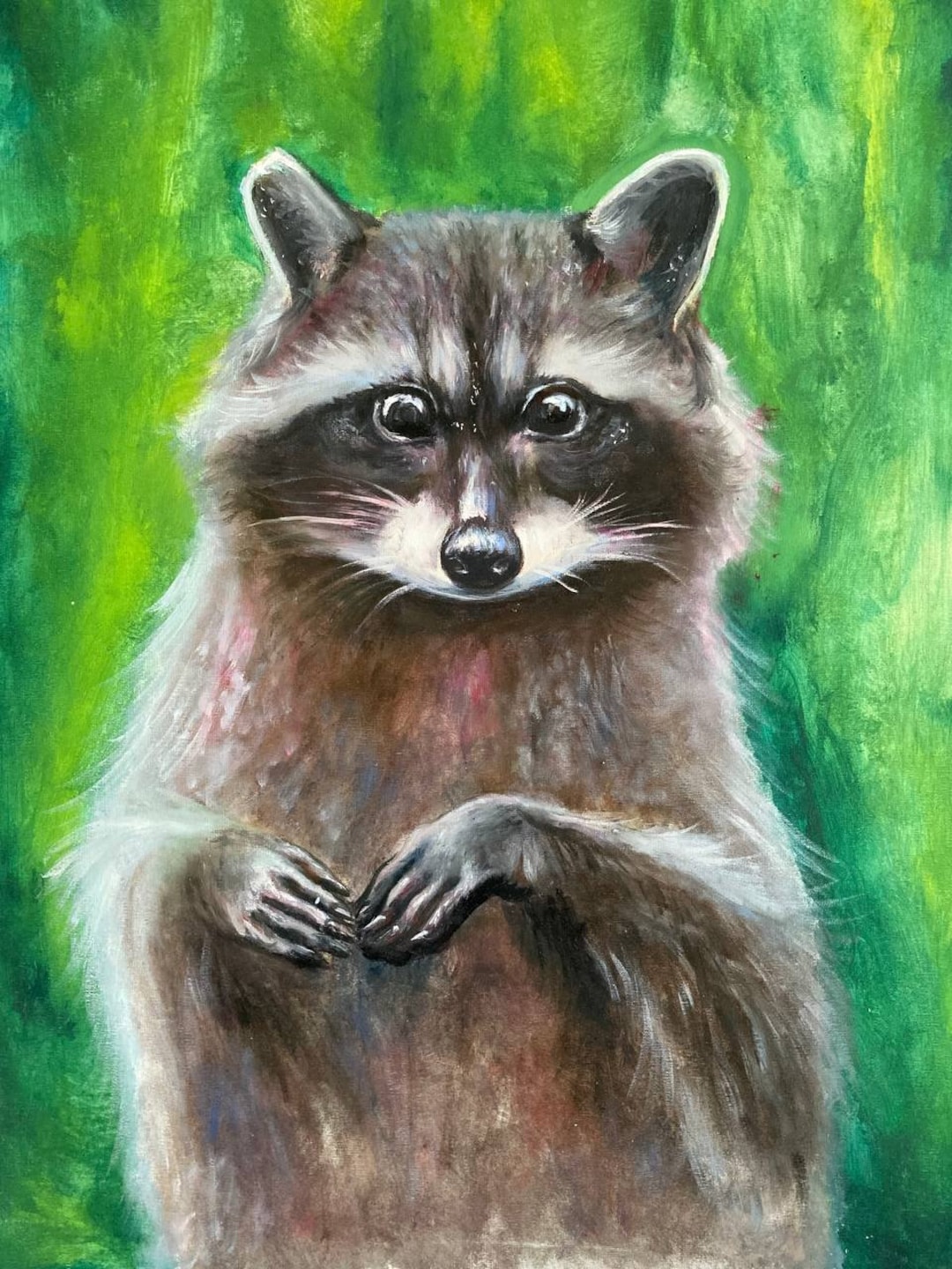 Raccoon Oil Painting Original Animal Painting on Canvas - Etsy