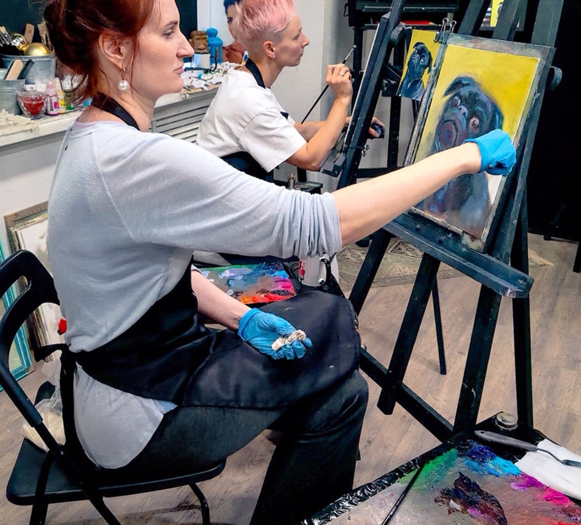 Framed Rabbit Oil Painting Original Flowers Small Bunny Landscape Gift ...