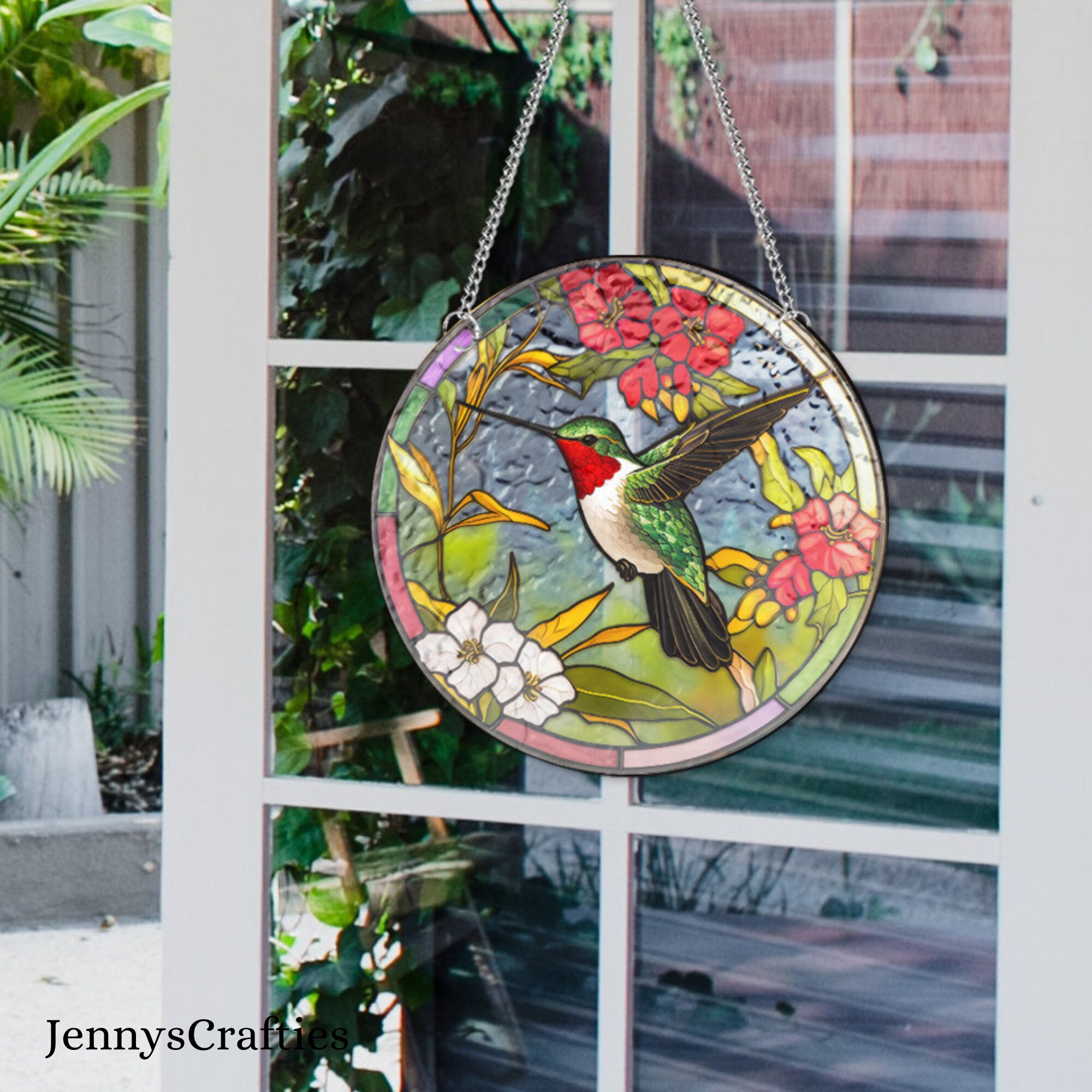 Humming Bird Sign, Humming Bird Wreath Sign, Stained Glass Effect ...