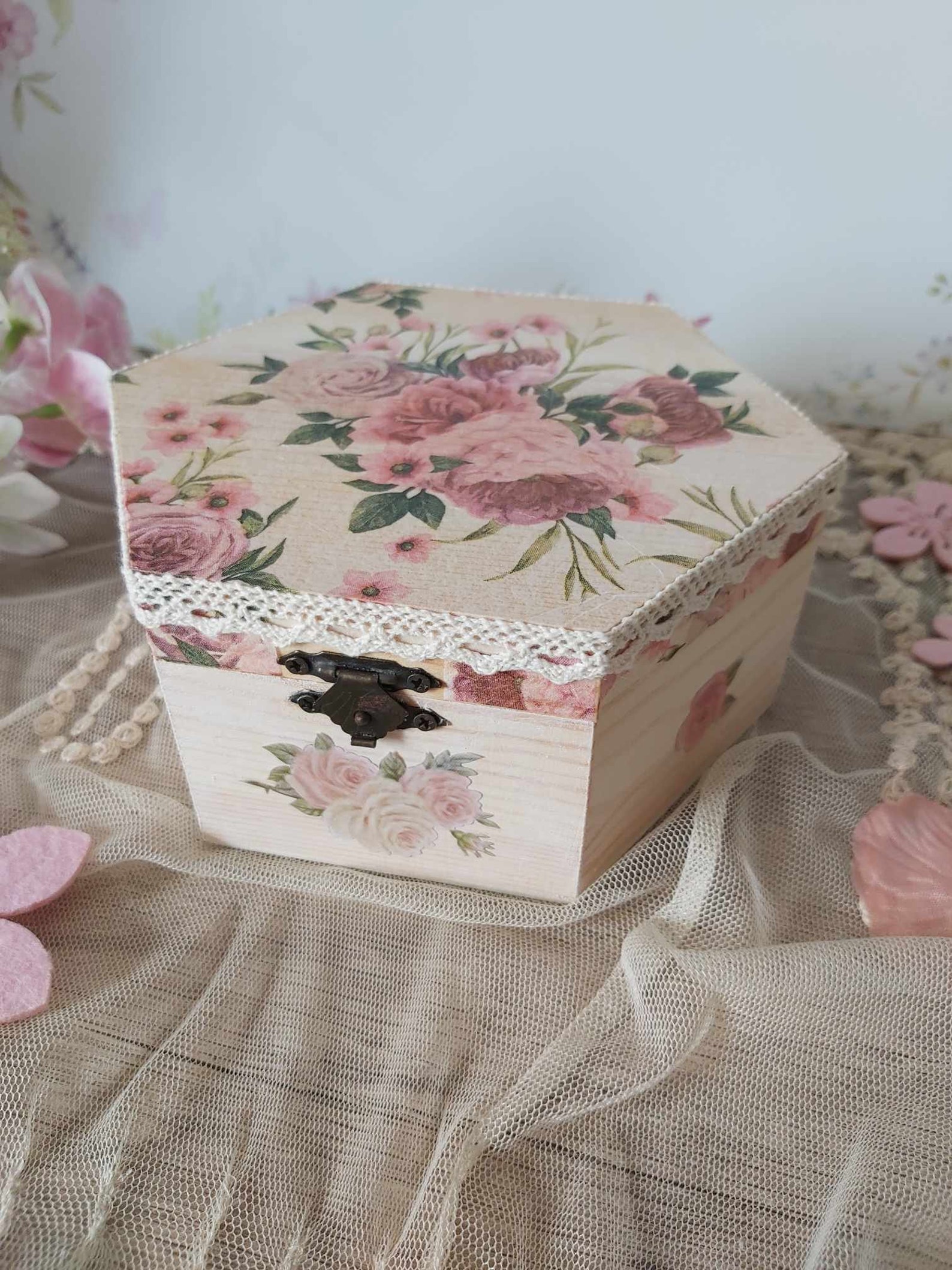 Decorated Wooden Box, Floral Box, Decorated Flower Box, Decoupaged ...