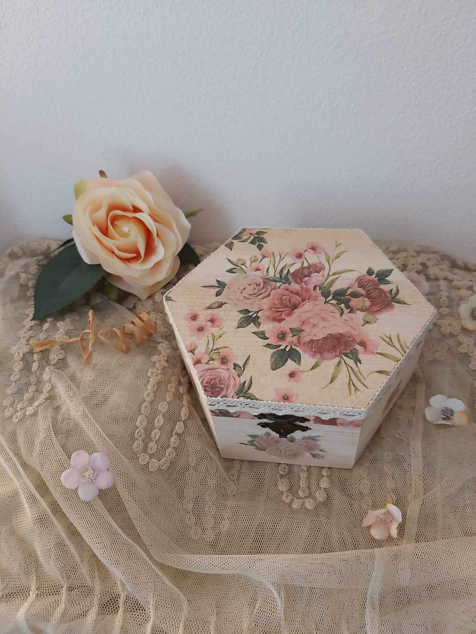 Decorated Wooden Box, Floral Box, Decorated Flower Box, Decoupaged ...