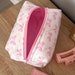 Quilted Pink Ribbon Pouch, Aesthetic Makeup Bag, Cute Coquette Cosmetic ...