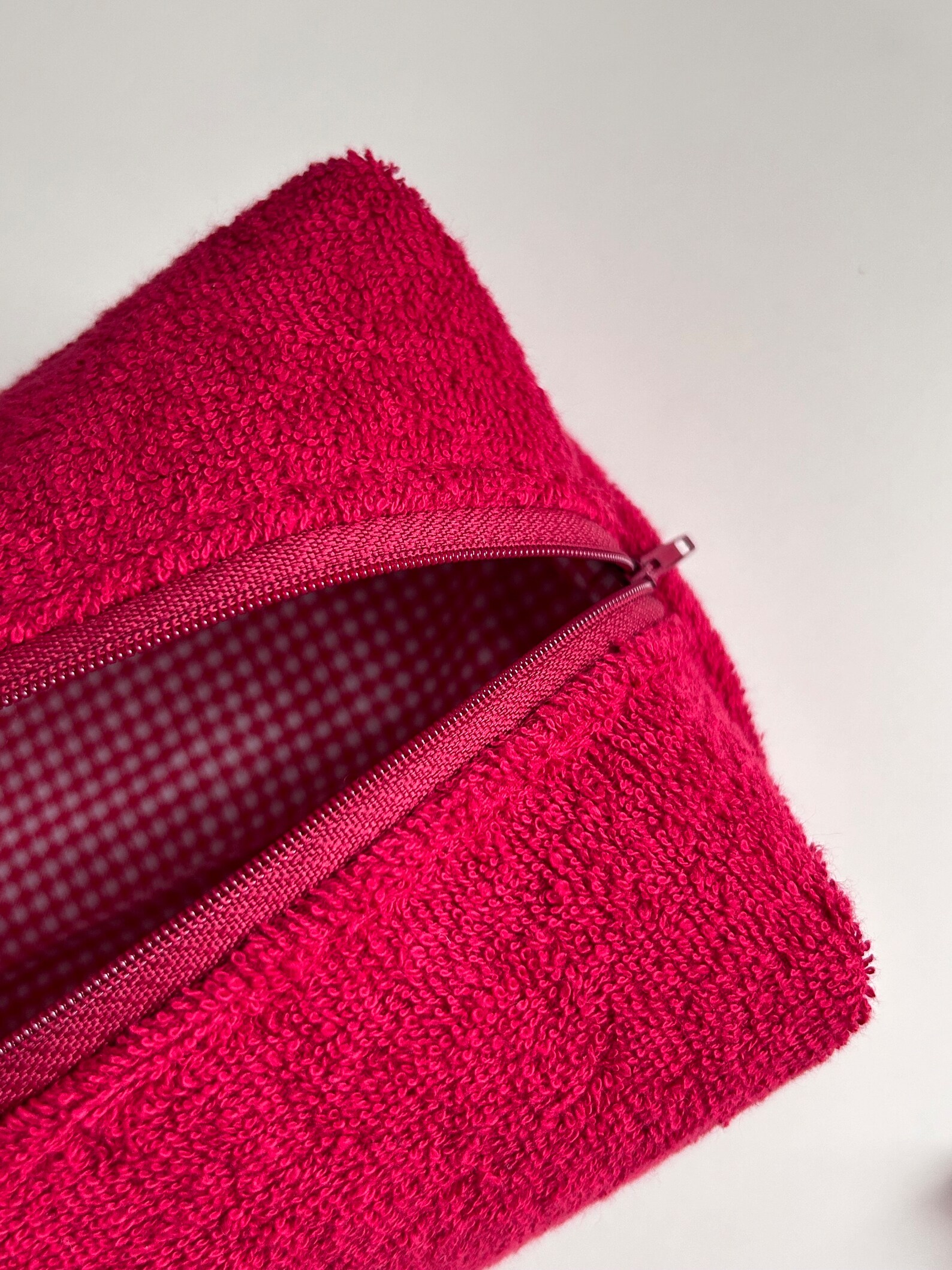 Makeup Bag Red Terrycloth Cosmetic Bag, Terry Makeup Bag, Red Pouch Bag ...