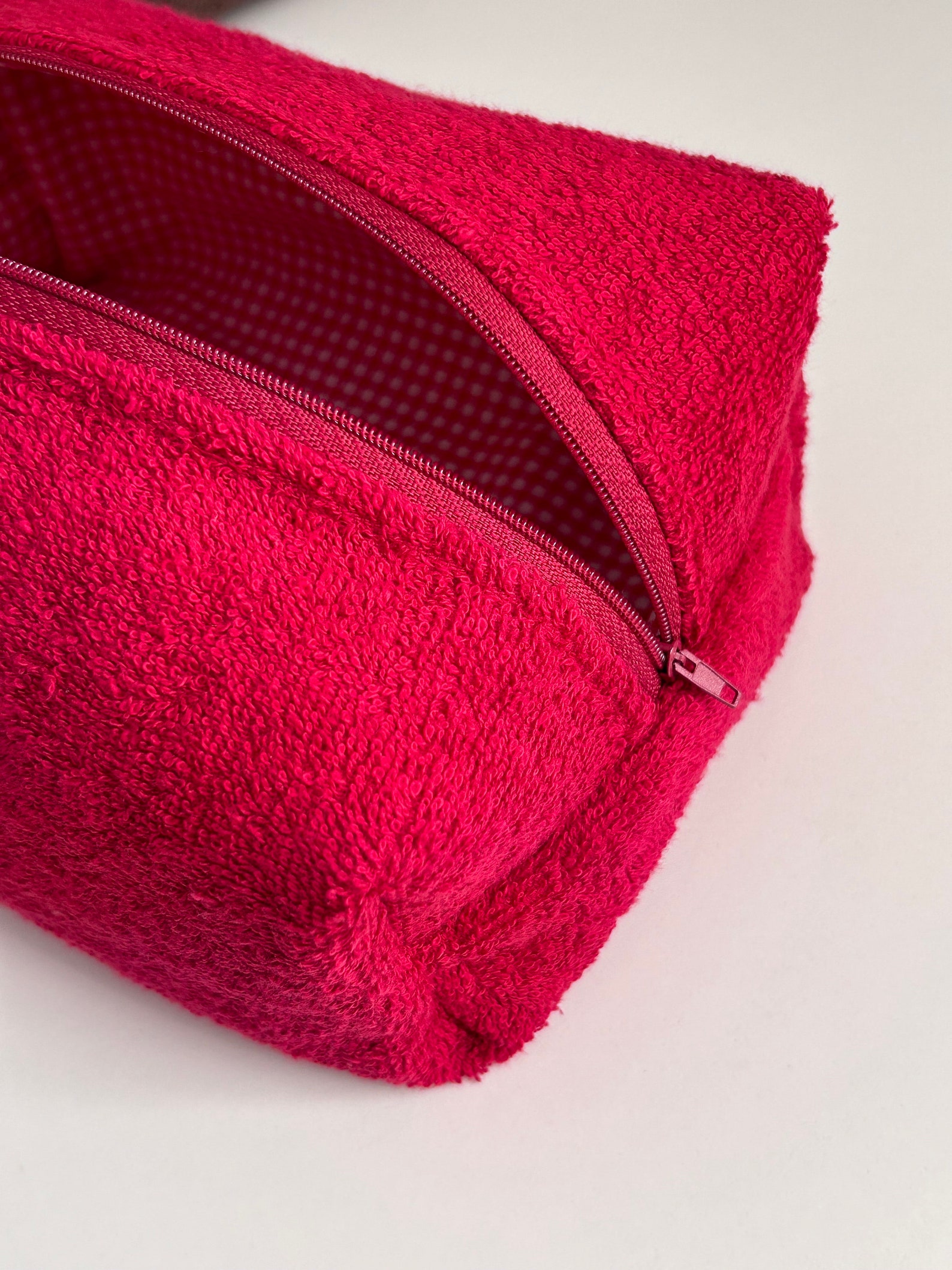 Makeup Bag Red Terrycloth Cosmetic Bag, Terry Makeup Bag, Red Pouch Bag ...