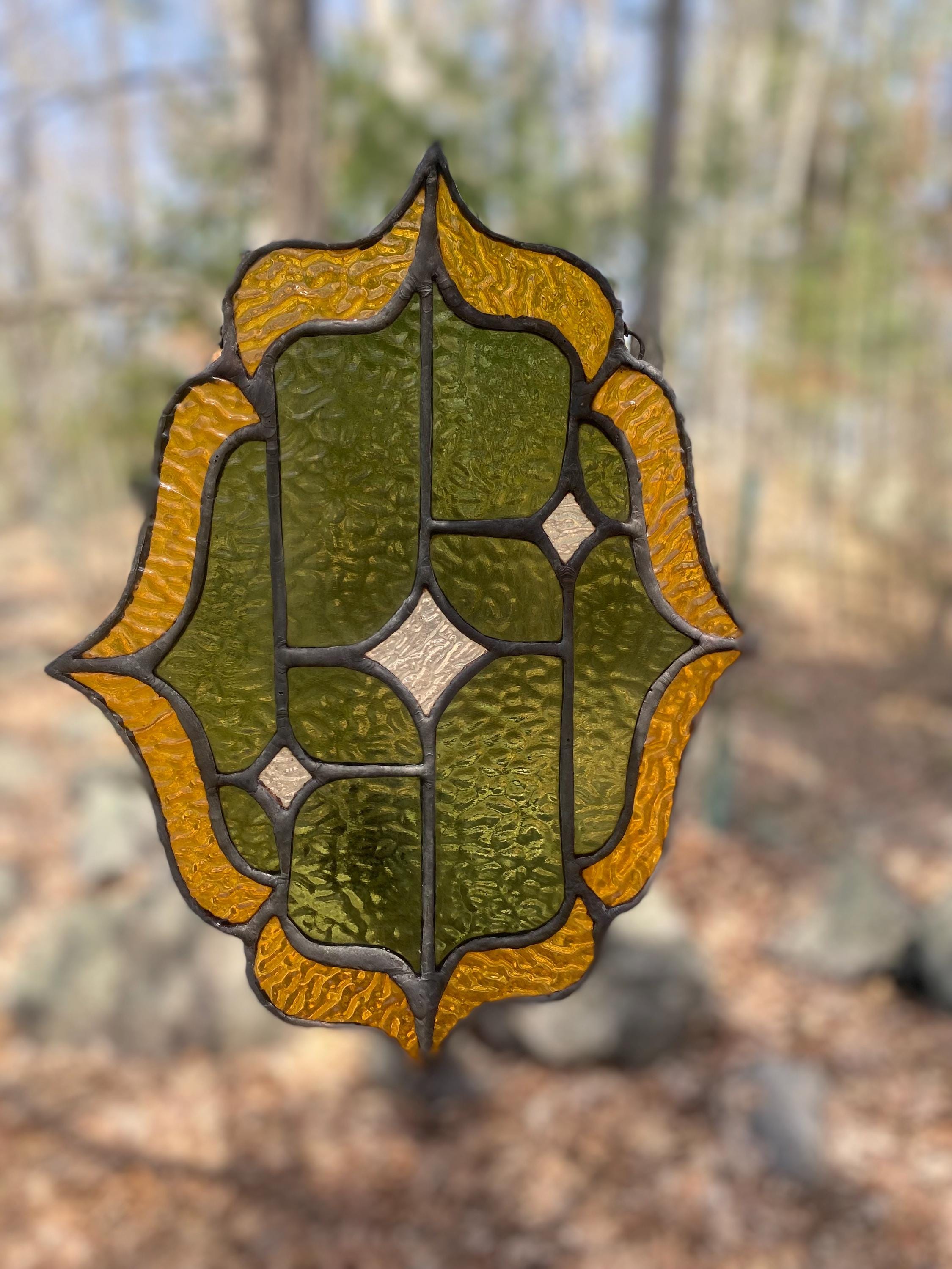 Retro Bohemian Stained Glass Panel - Etsy