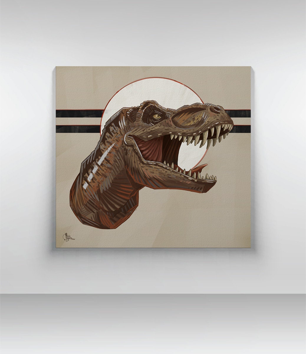 Tyrannosaurus Rex CANVAS - T Rex Printed Painting - Dinosaur Wall Art ...