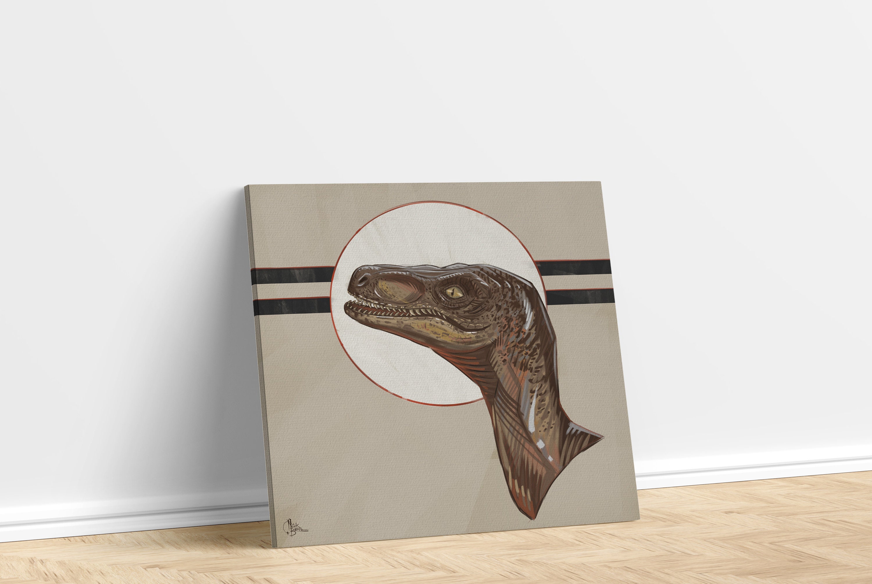 Velociraptor CANVAS - Raptor Printed Painting - Dinosaur Wall Art ...