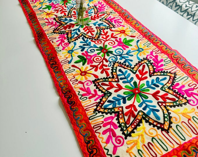 Embroidered Table Runner Indian Table Runner House Warming Gifts Wall ...