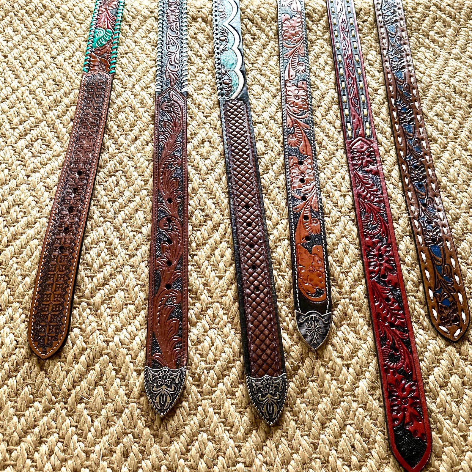 Hand Carved Leather Belts for Women and Men: With Various Floral ...