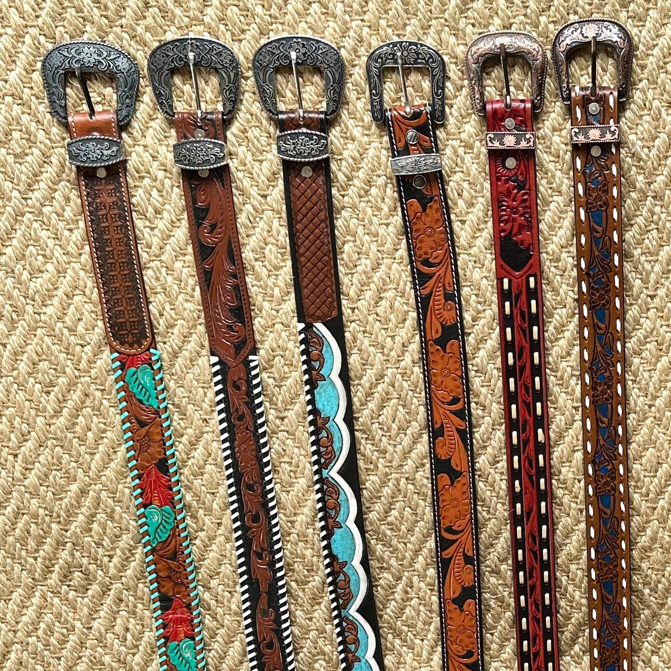 Hand Carved Leather Belts for Women and Men: With Various Floral ...