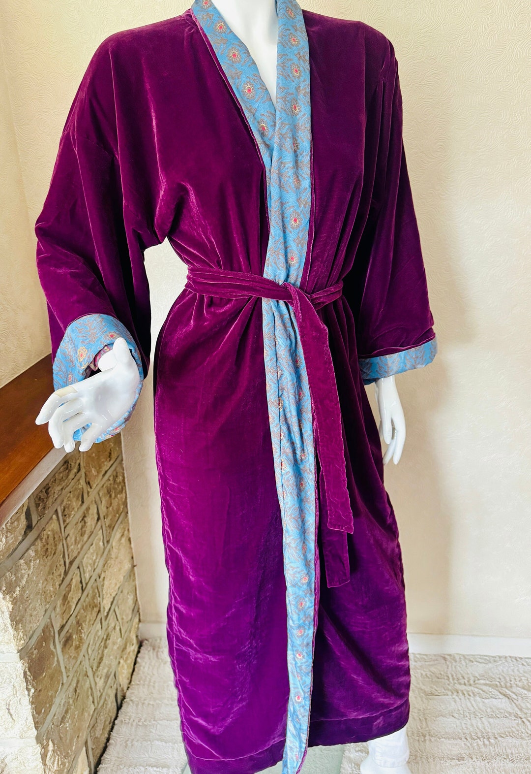 Purple Velvet Robe in Various Styles | Reversible Kimono Robe ...