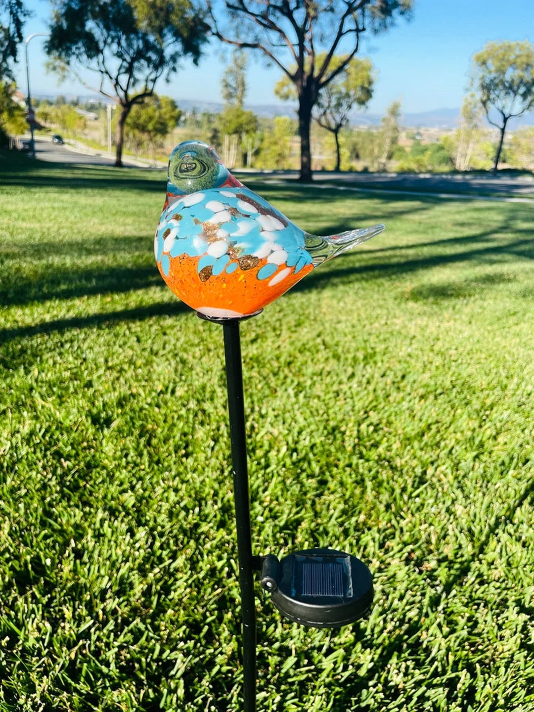 Set of 2 Handmade Art Glass LED Solar Path Garden Lights - Etsy