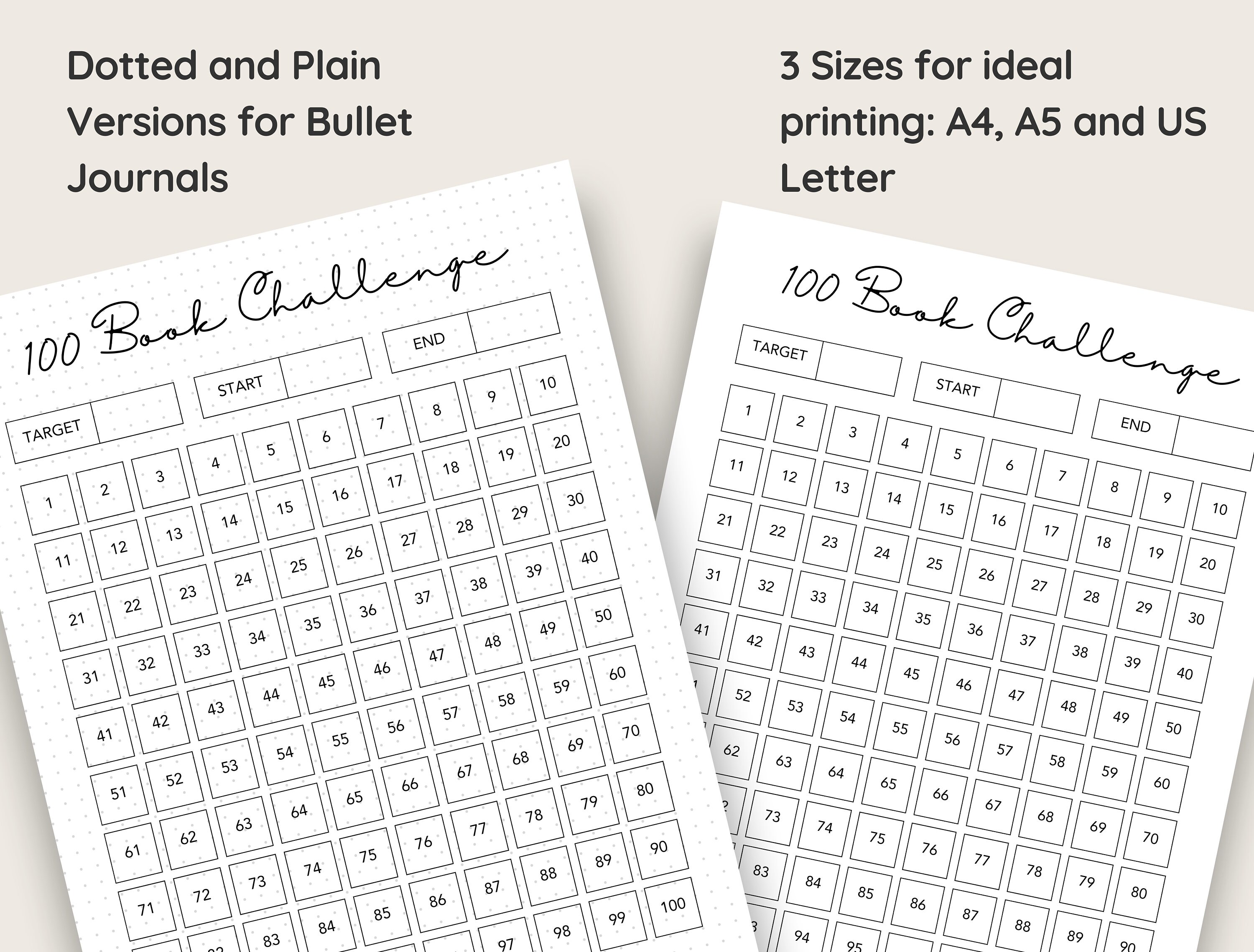 100 Book Challenge Printable PDF | Book Rating | Reading Tracker Log ...