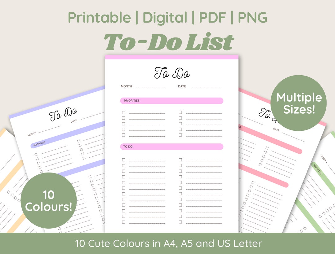 Printable to Do List | Daily Weekly To-do Task Checklist Organizer | A4 ...