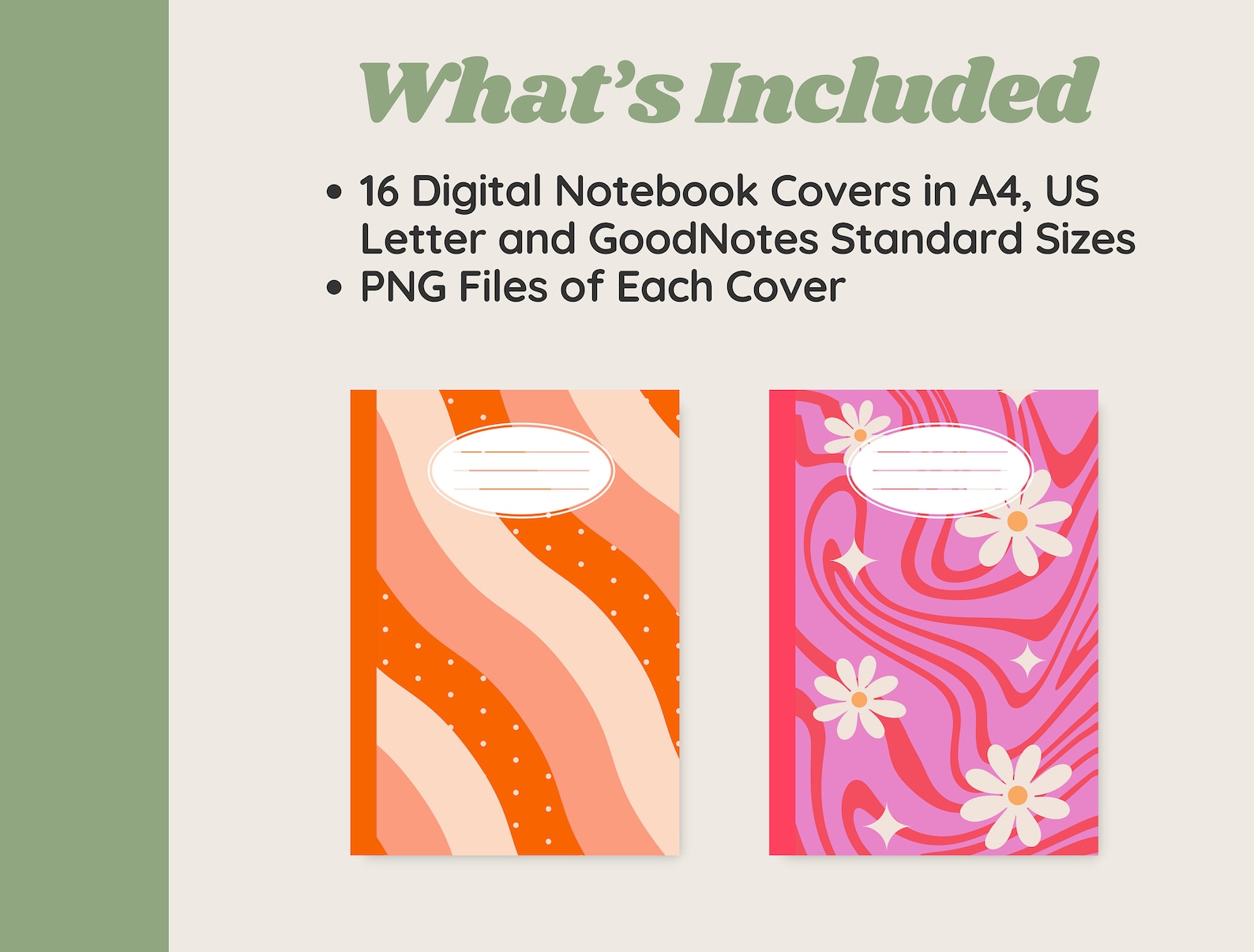 Groovy Retro Notebook Digital Notebook Covers | 16 Cute Fun Designs ...