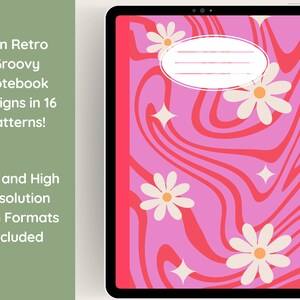 Groovy Retro Notebook Digital Notebook Covers | 16 Cute Fun Designs ...