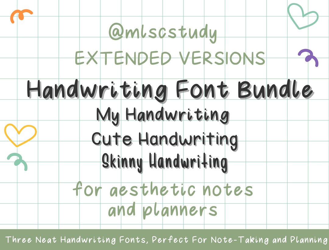 Handwriting Font Bundle Extended | Cute Neat Handwriting | OTF TTF ...