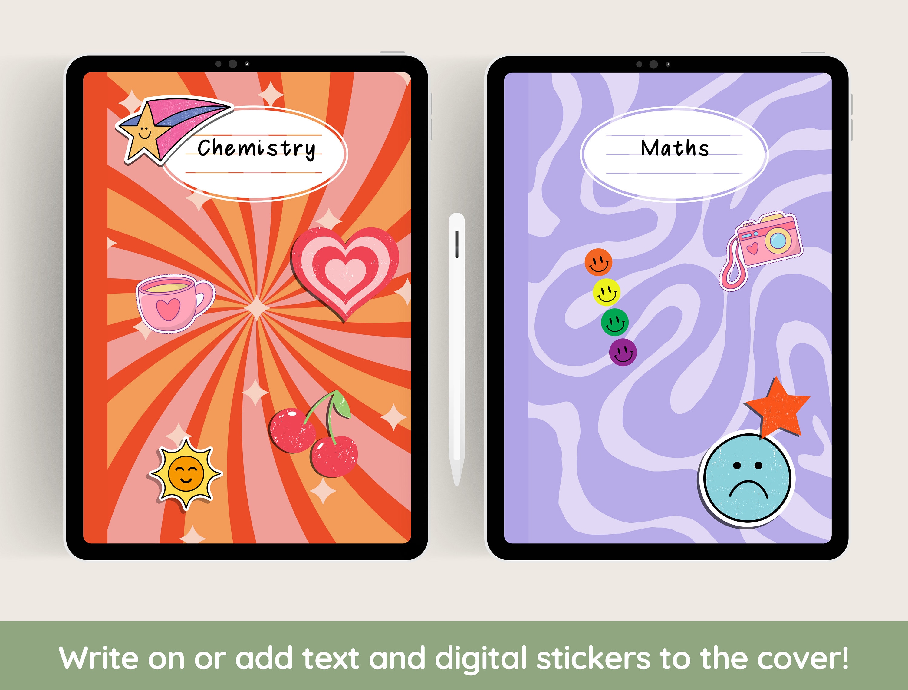 Groovy Retro Notebook Digital Notebook Covers | 16 Cute Fun Designs ...