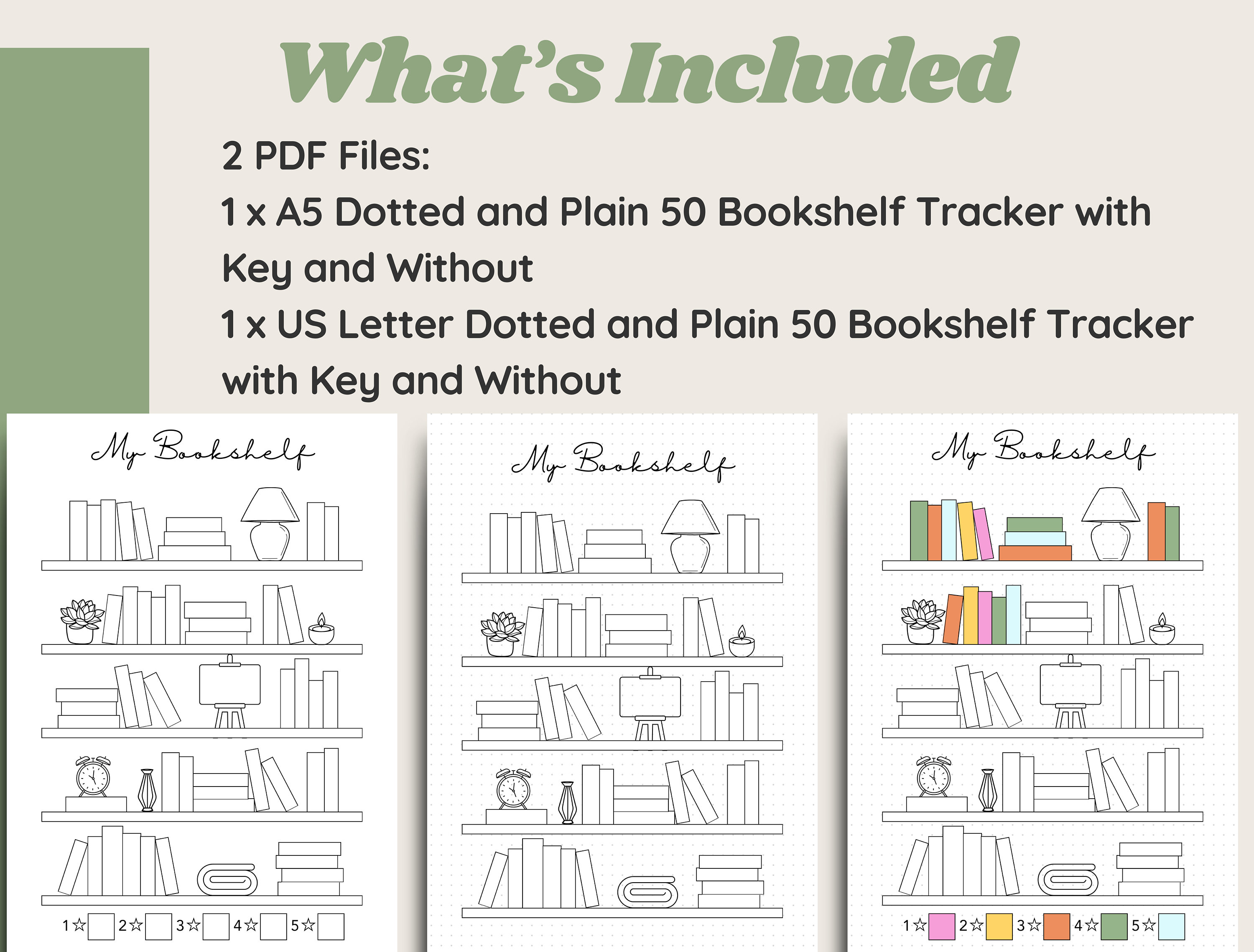 50 Book Bookshelf Challenge Tracker Printable PDF | Book Rating ...
