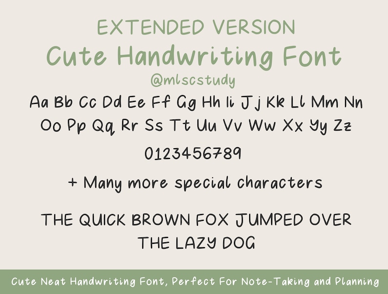 My Handwriting Font Extended | Cute Neat Handwriting | OTF | TTF ...