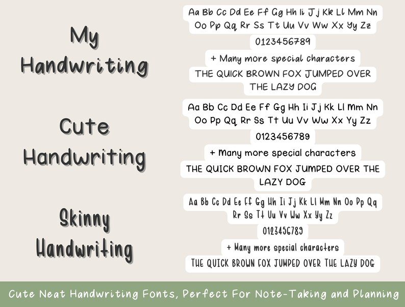 Handwriting Font Bundle Extended | Cute Neat Handwriting | OTF TTF ...