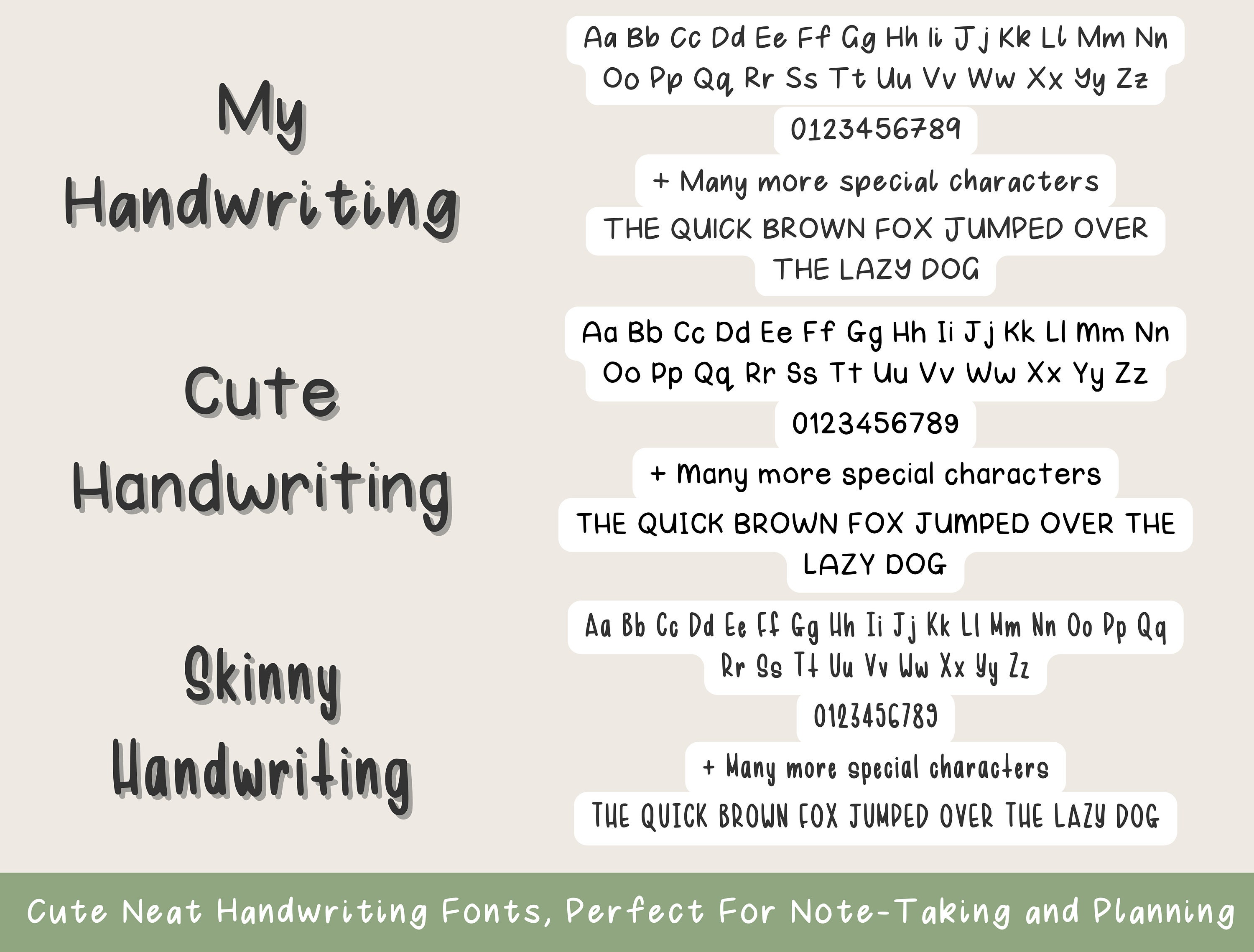 Handwriting Font Bundle Extended | Cute Neat Handwriting | OTF TTF ...