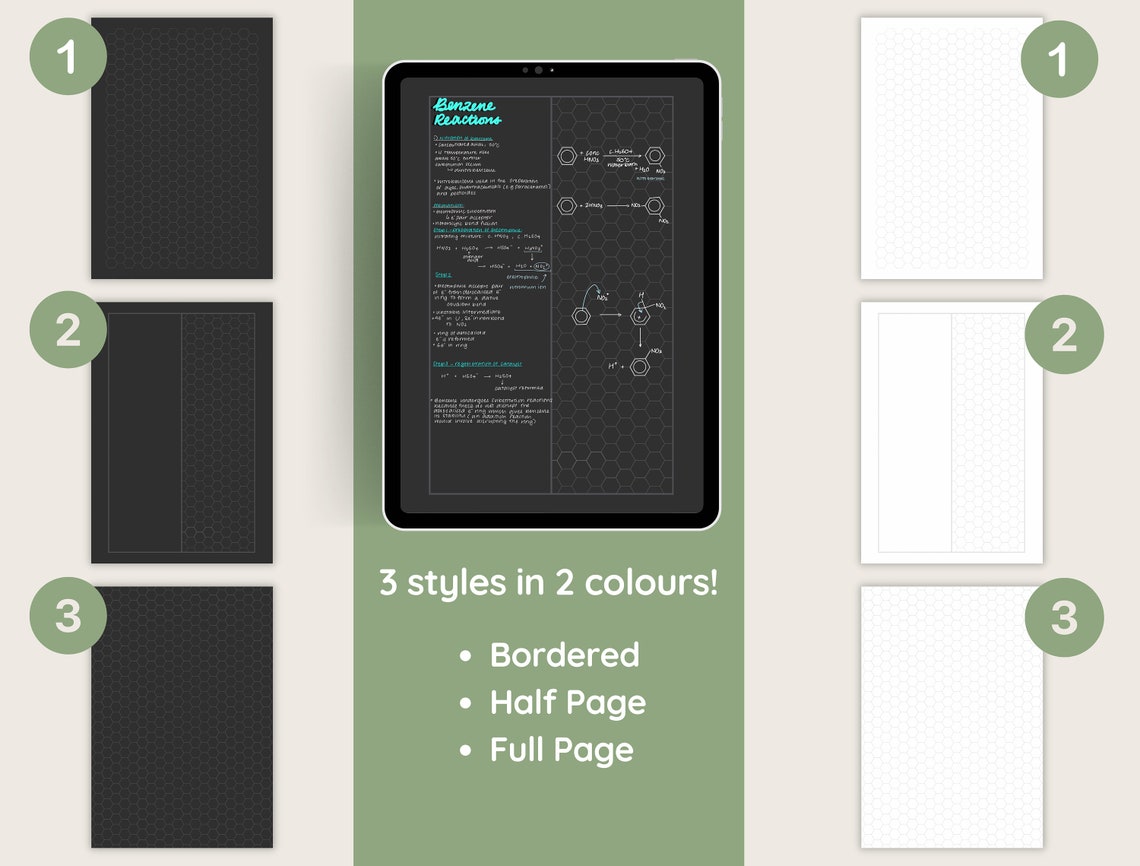 Hexagonal Paper Template | Goodnotes Template | A4 | Organic Chemistry ...