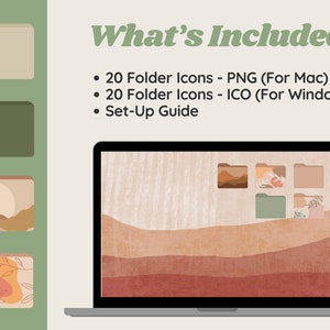 20 Desktop Folder Icons | Earthy Boho Colour Pack | Personalise Your ...