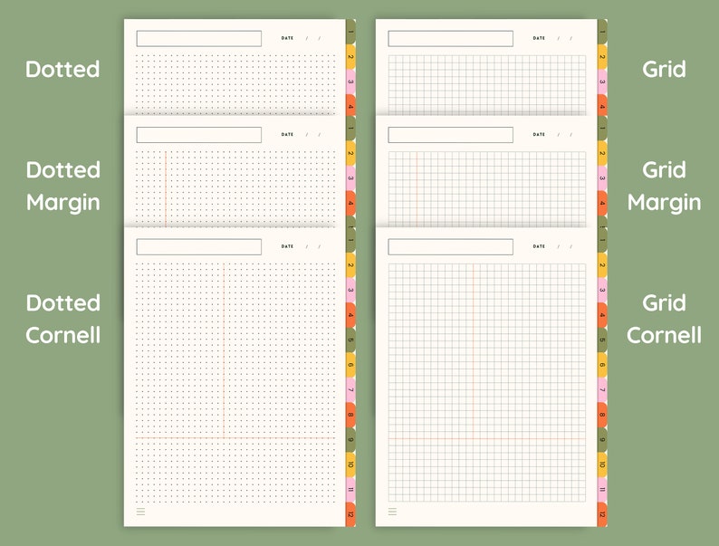 Groovy Retro Digital Notebook | Hyperlinked Journal | 12 Sections ...