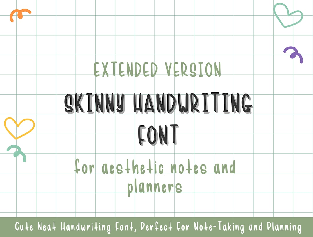 Skinny Handwriting Font Extended | Cute Neat Handwriting | OTF | TTF ...