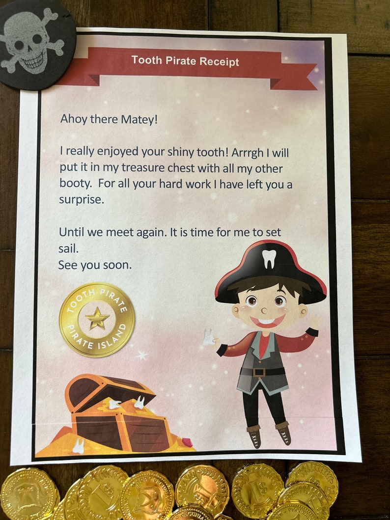 Tooth Pirate Letter, Tooth Fairy/boy Pirate, Instant Download - Etsy