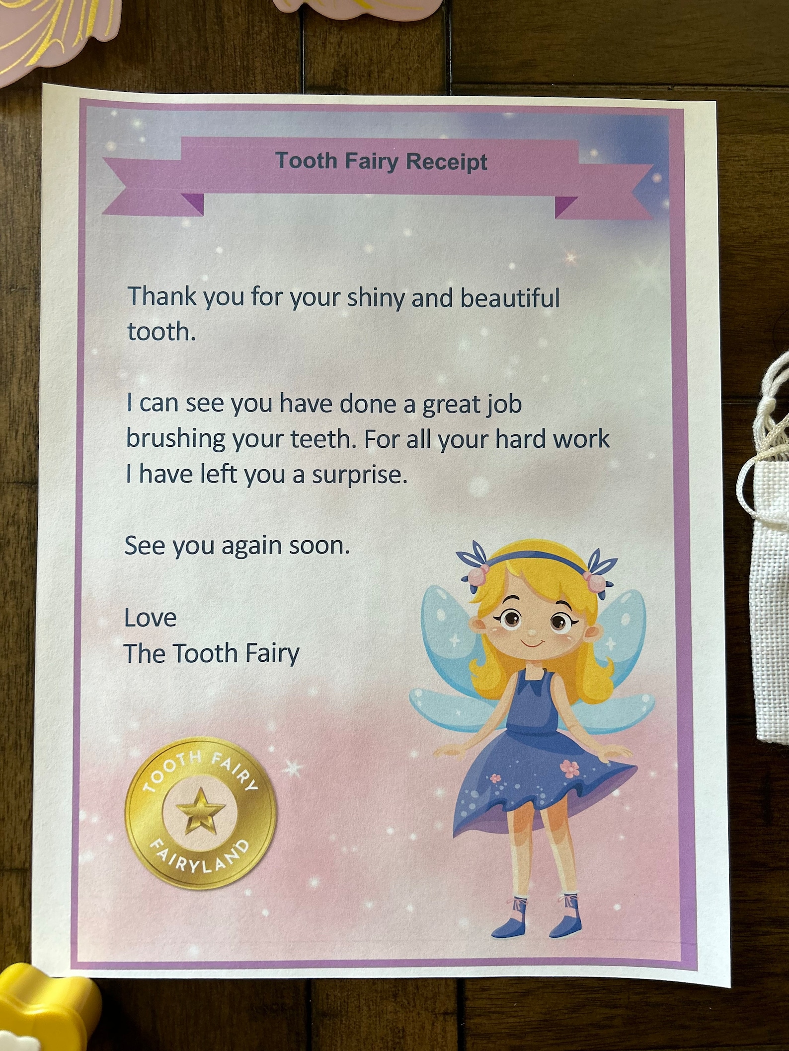 Tooth Fairy Letter, Printable Digital Download - Etsy
