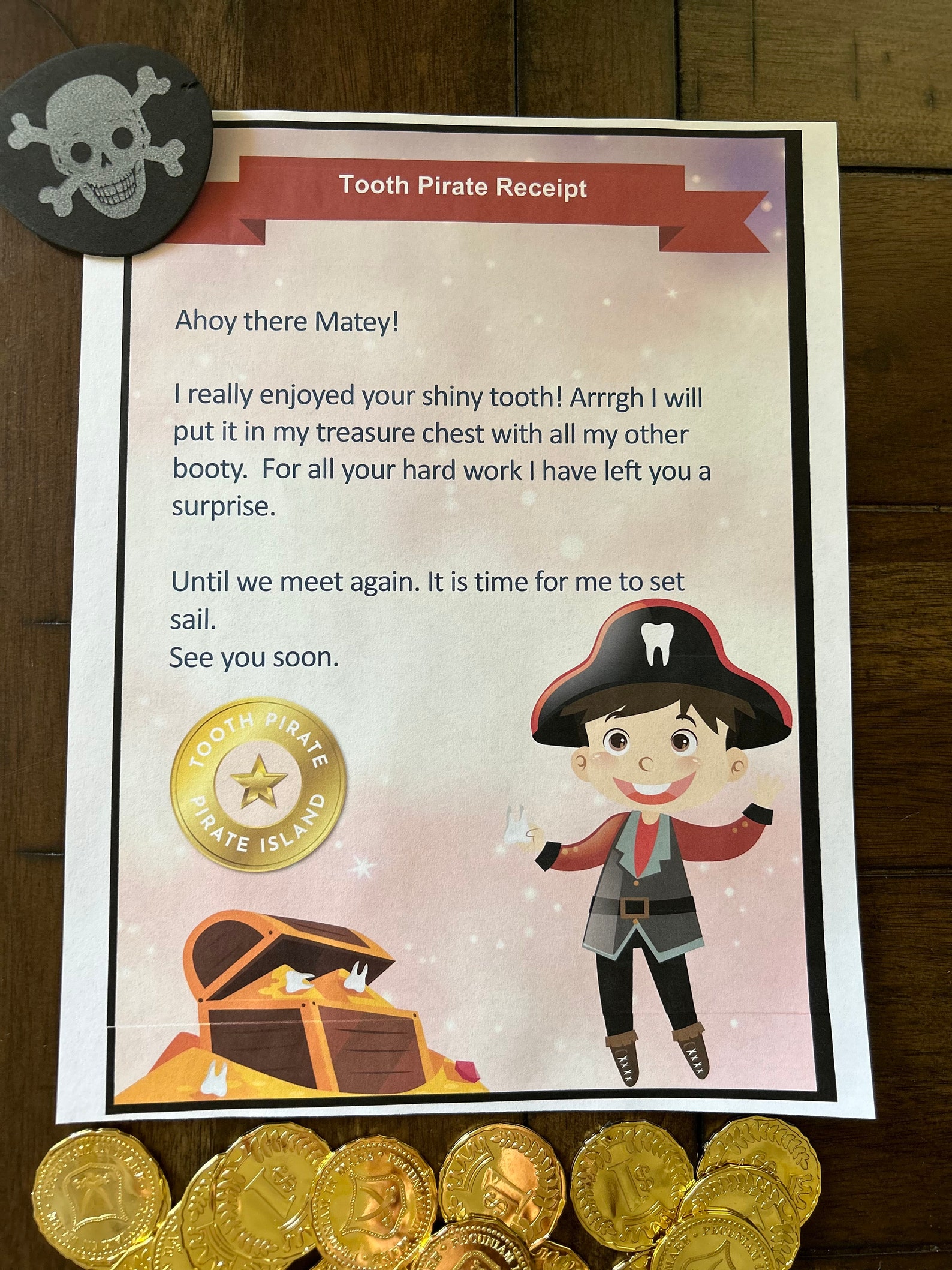 Tooth Pirate Letter, Tooth Fairy/boy Pirate, Instant Download - Etsy
