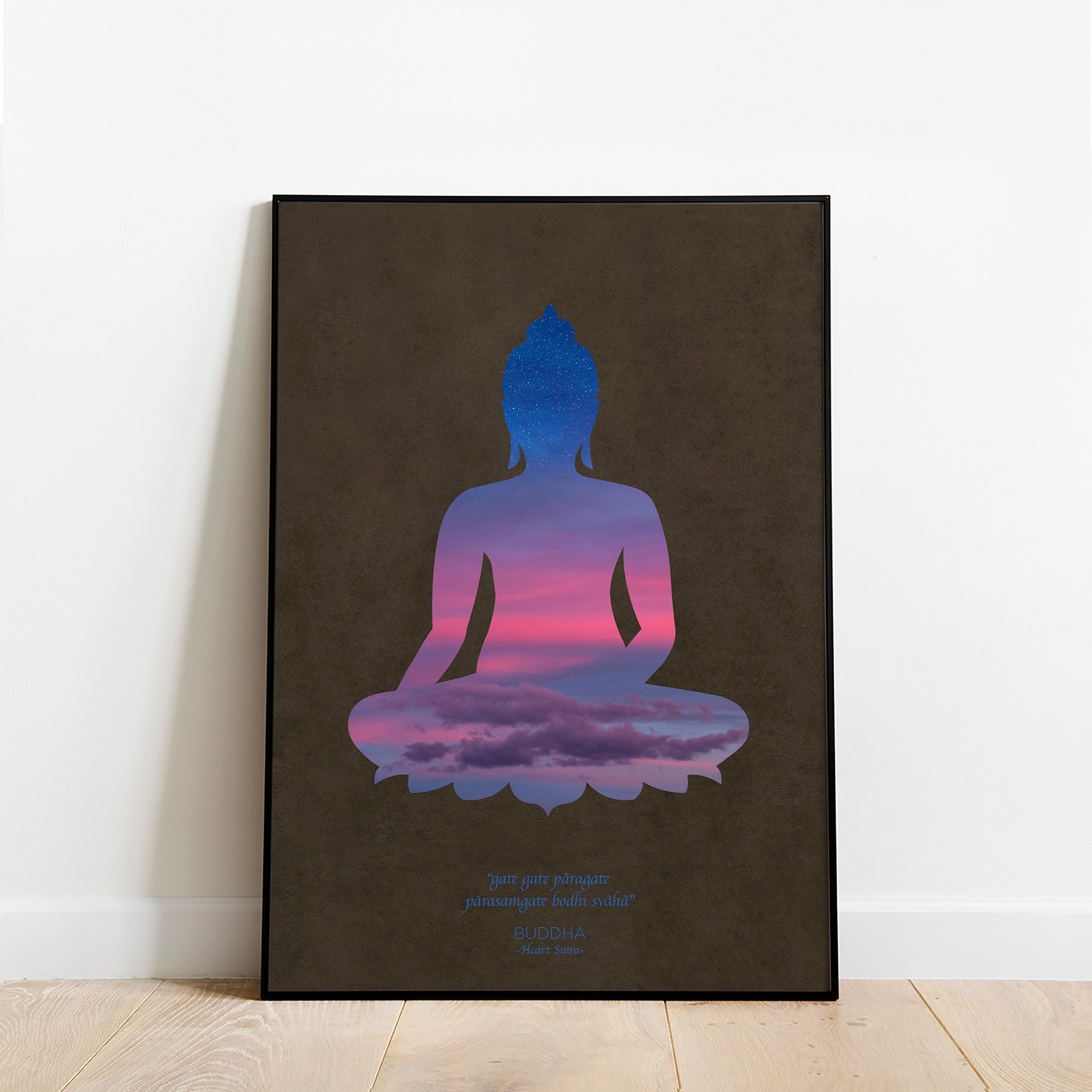 Buddha Art Poster of a Night Sky Photo in Buddha Shape, With the heart ...