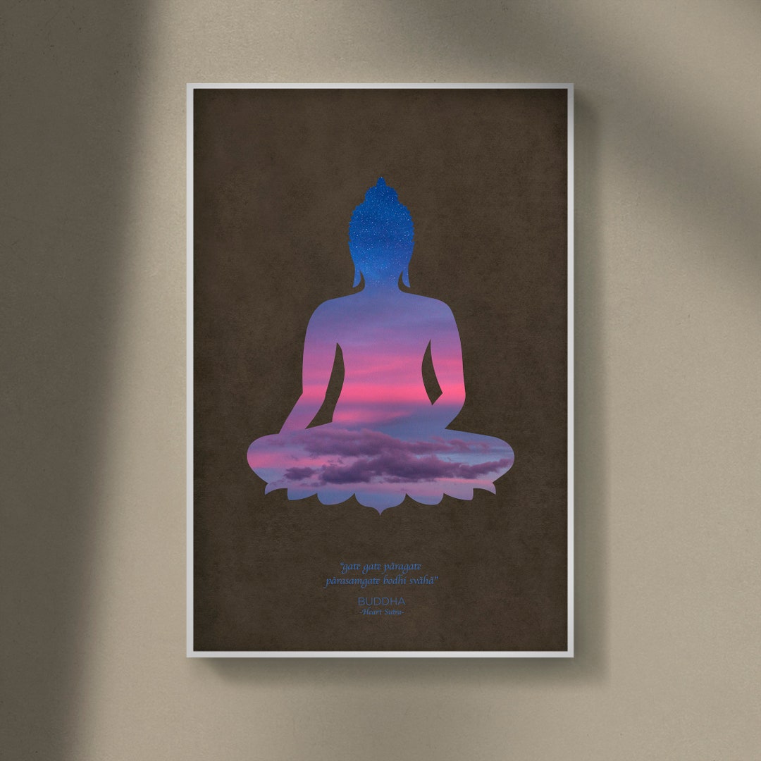 Buddha Art Poster of a Night Sky Photo in Buddha Shape, With the "heart ...