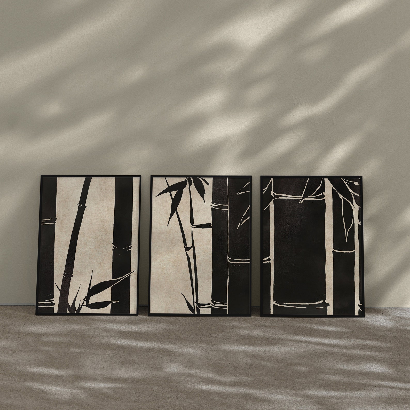 Set of 3 Bamboo Prints, Japanese Wall Art, Japandi Bamboo Decor ...