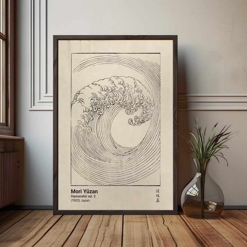 Japanese Vintage Waves Design Poster, Hamonshu Book, Mori Yuzan Waves ...