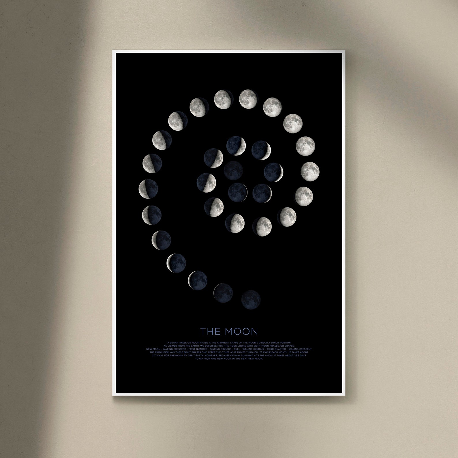 Moon Phases Poster, Lunar Phases Art, Moon Phase Wall Art, Moon Décor ...