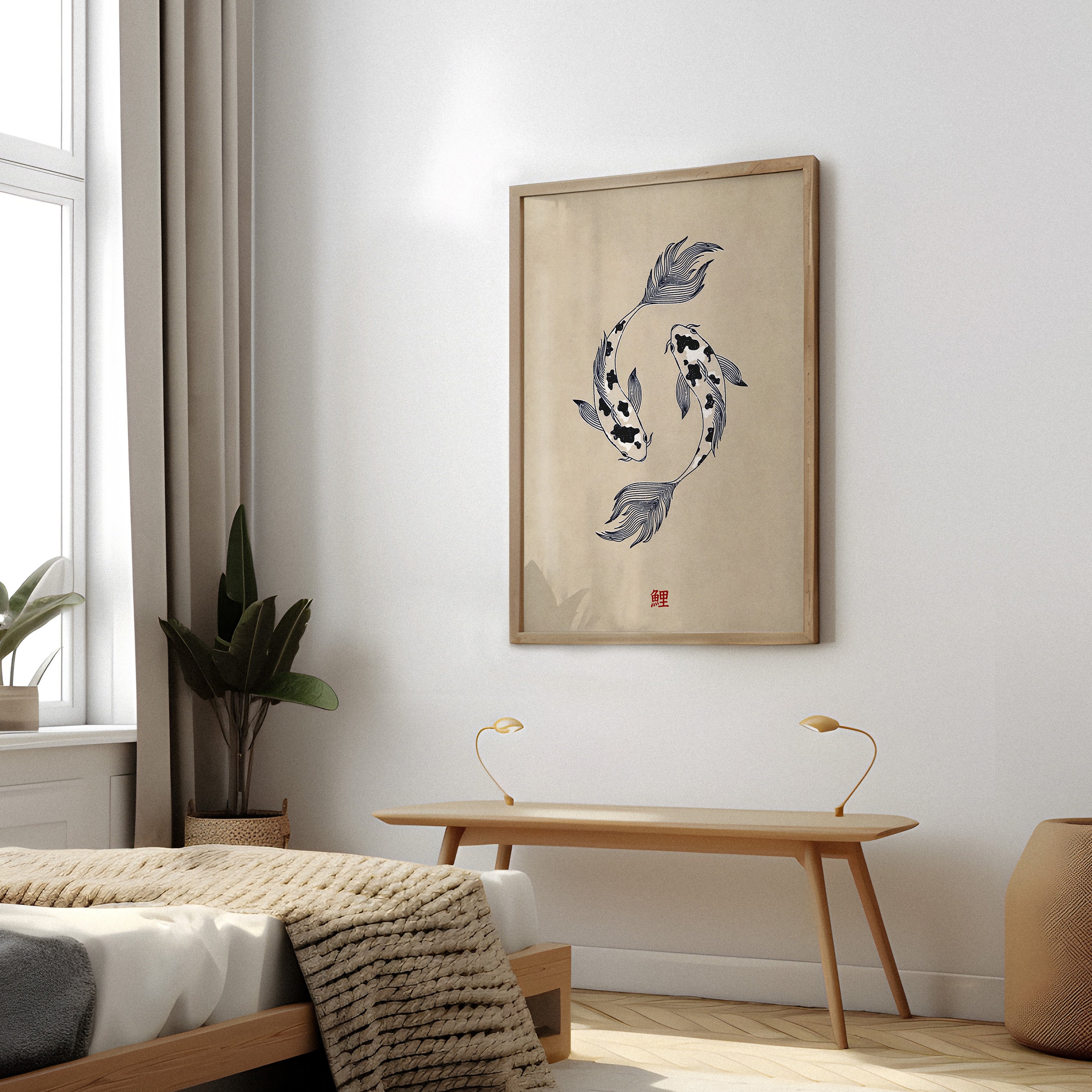 Japanese Koi Fish Wall Art, Koi Fishes Poster, Japandi Wall Art, Koi ...