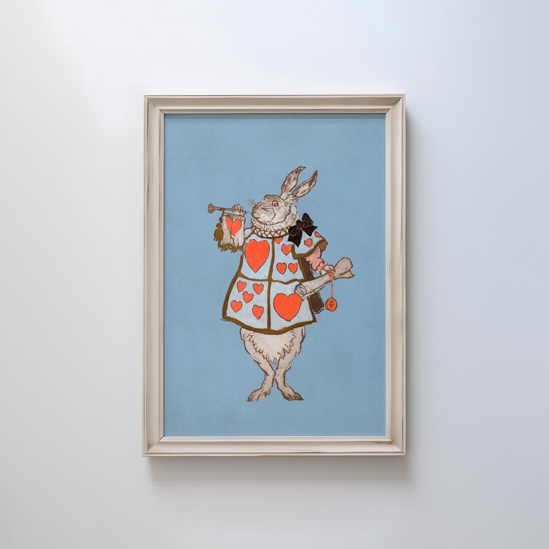 White Rabbit Alice in Wonderland Vintage Print White Rabbit Wall Art ...