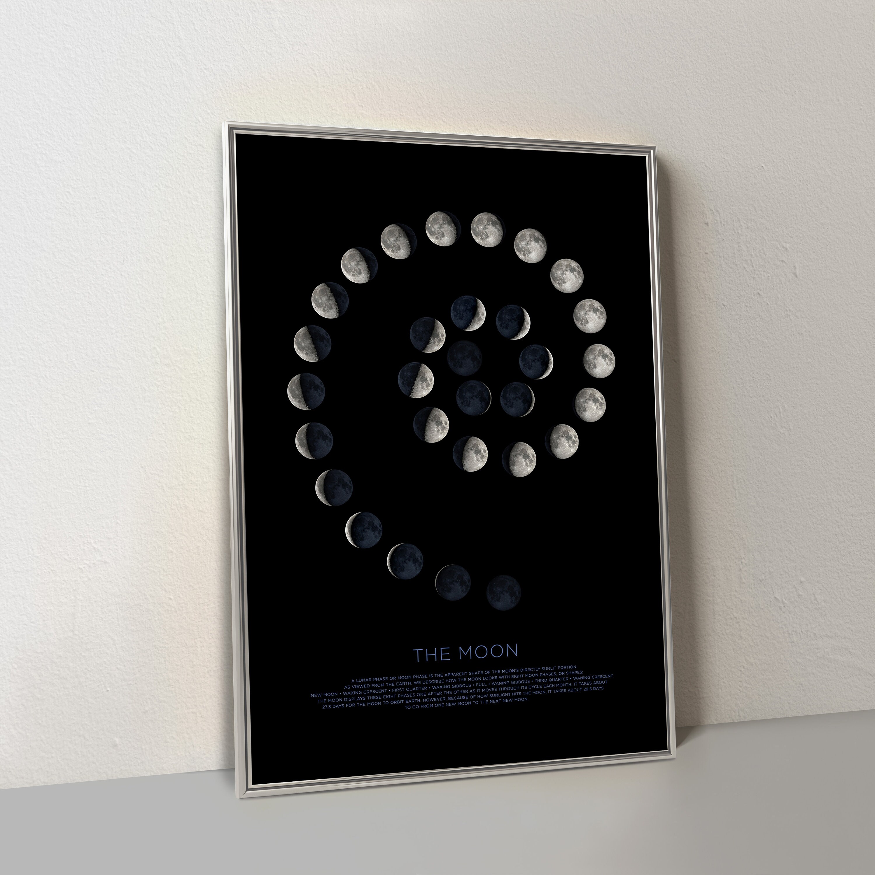 Moon Phases Poster, Lunar Phases Art, Moon Phase Wall Art, Moon Décor ...