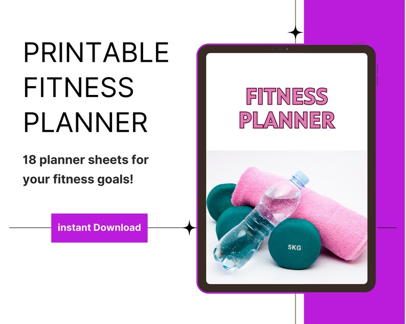 Fitness Planner Printable Fitness Tracker Weight Loss Tracker Fitness ...