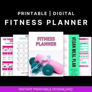 Fitness Planner Printable Fitness Tracker Weight Loss Tracker Fitness ...