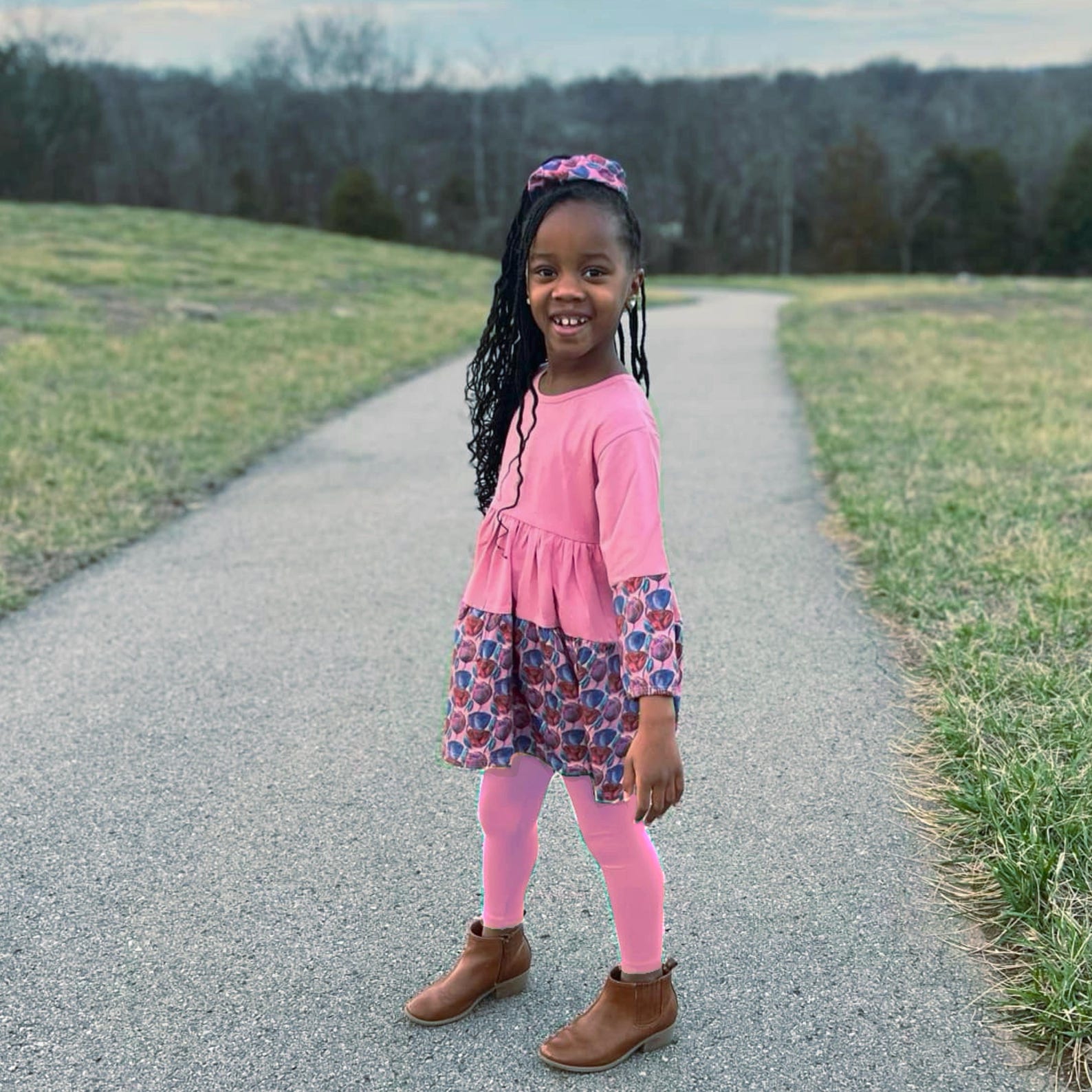 Pink Floral Twirl Dress: Hand-painted Cotton Playdress With Tulips in ...