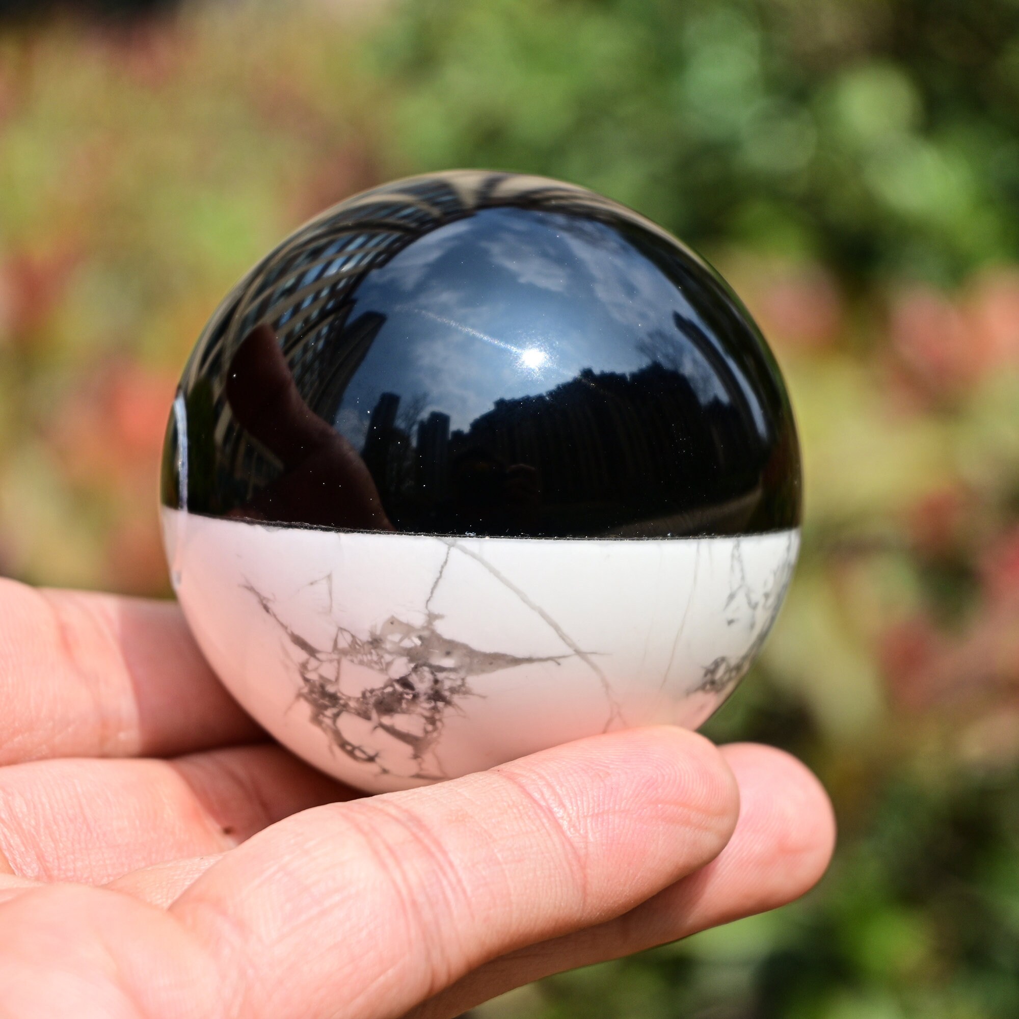 Crystal Pokeball Sphere Howlite Crystal Sphere Obsidian Crystal Sphere ...