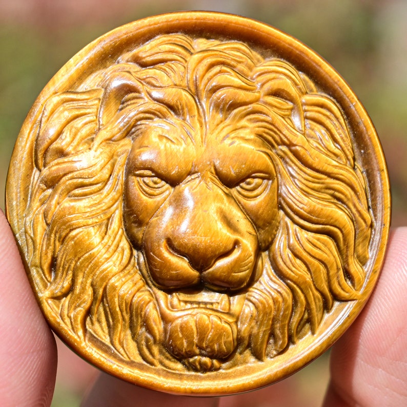 Crystal Lion Head Talisman Tiger Eye Lion Head Sliver Obsidian Lion ...