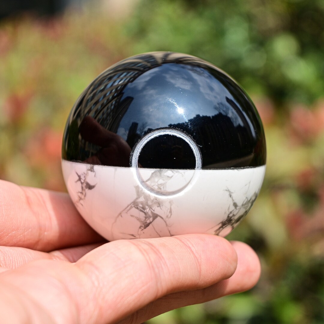 Crystal Pokeball Sphere Howlite Crystal Sphere Obsidian Crystal Sphere ...