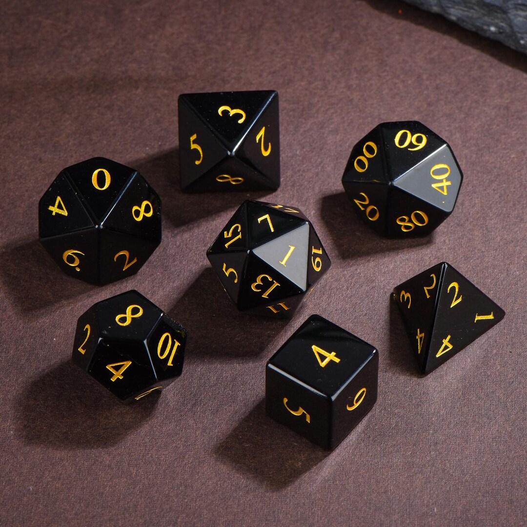 Obsidian Gemstone Dice Set | Dungeons and Dragons Gemstone Dice Set ...